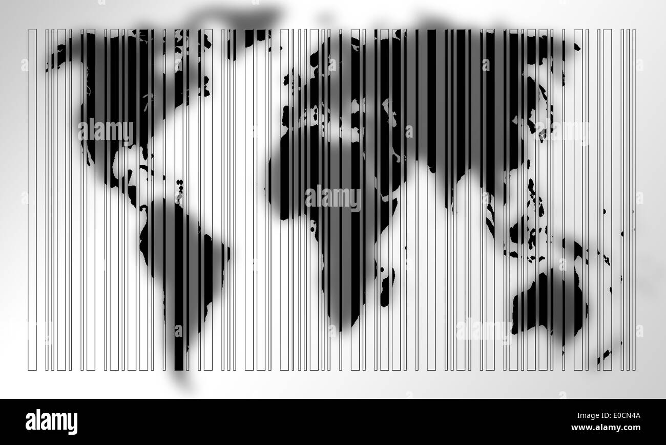 World map painted on barcode surface Stock Photo - Alamy
