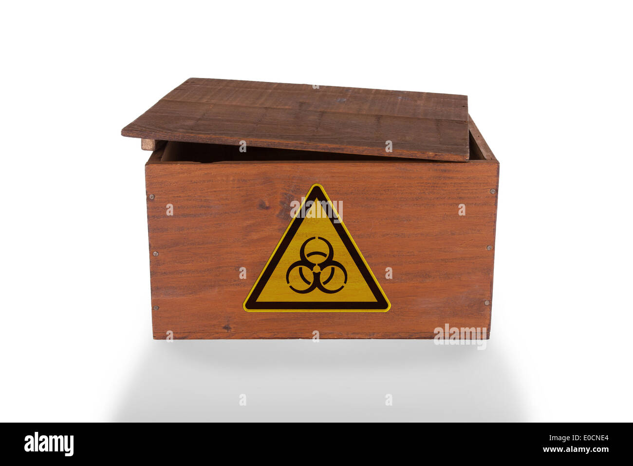 Wooden crate isolated on a white background biohazardous content Stock ...