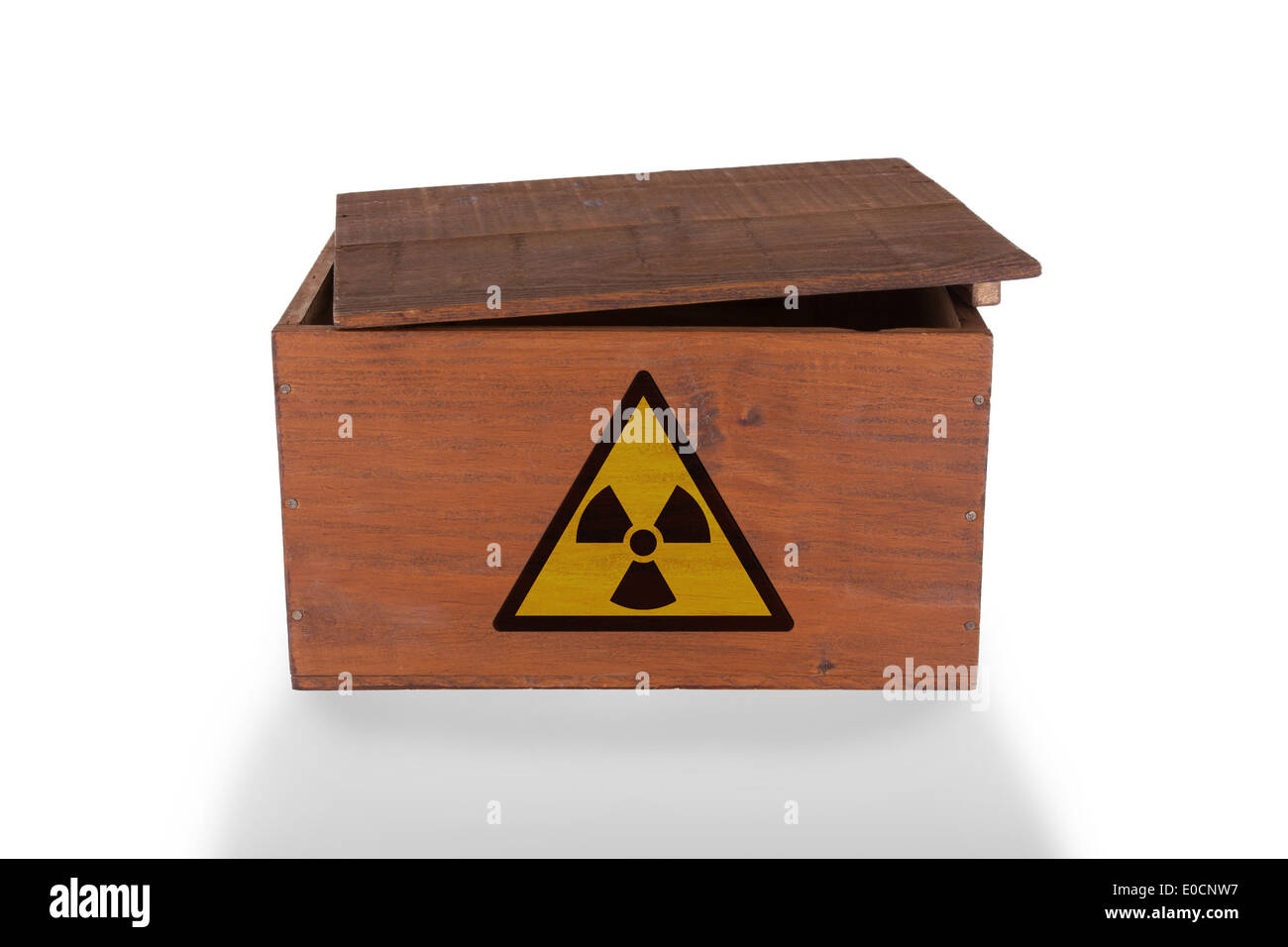 Wooden crate isolated on a white background radioactive content Stock ...