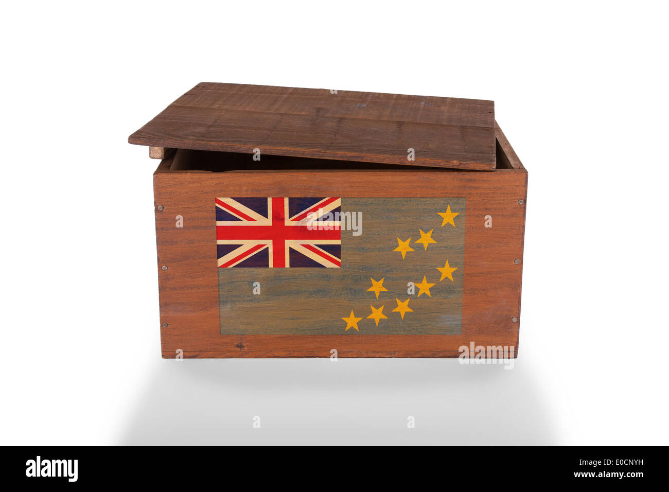 Wooden crate isolated on a white background product of Tuvalu Stock ...