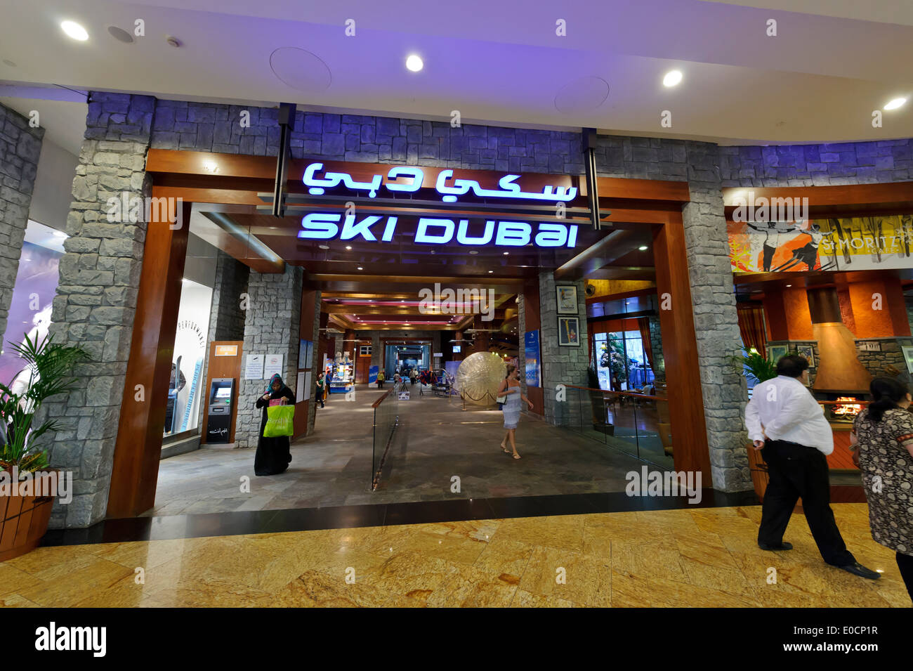 Entrance to the modern Ski Dubai resort, Dubai, United Arab Emirates ...