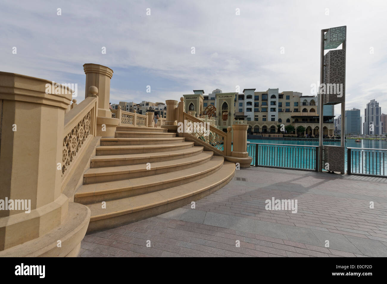 Steps leading to a small bridge to the Souk Al Bahar, Dubai, United ...