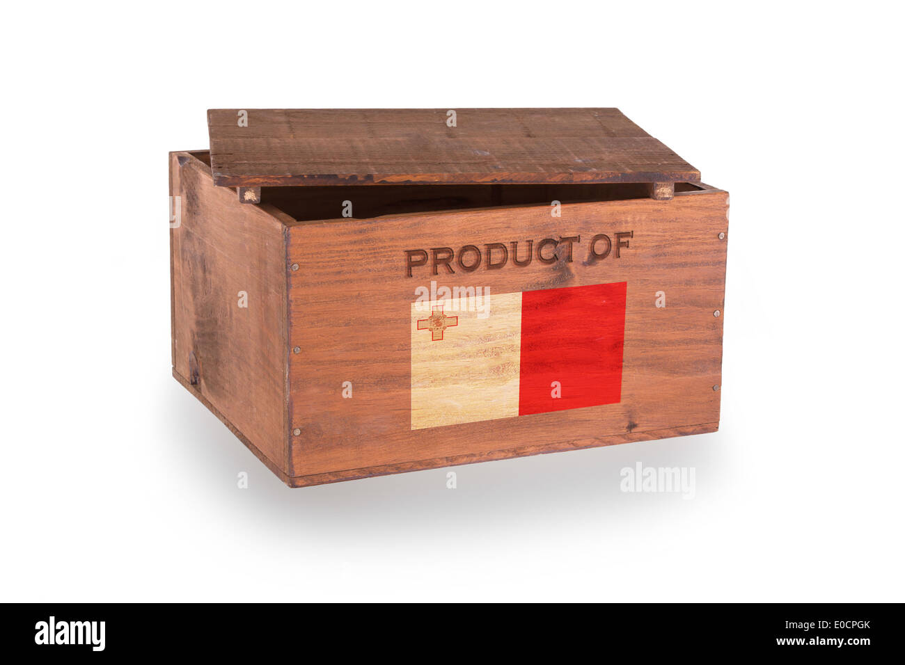 Wooden crate isolated on a white background product of Malta Stock ...