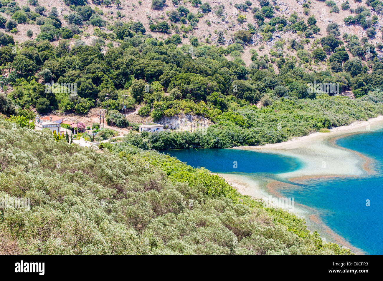 Freshwater lake in village Kavros in Crete island, Greece. Magical ...