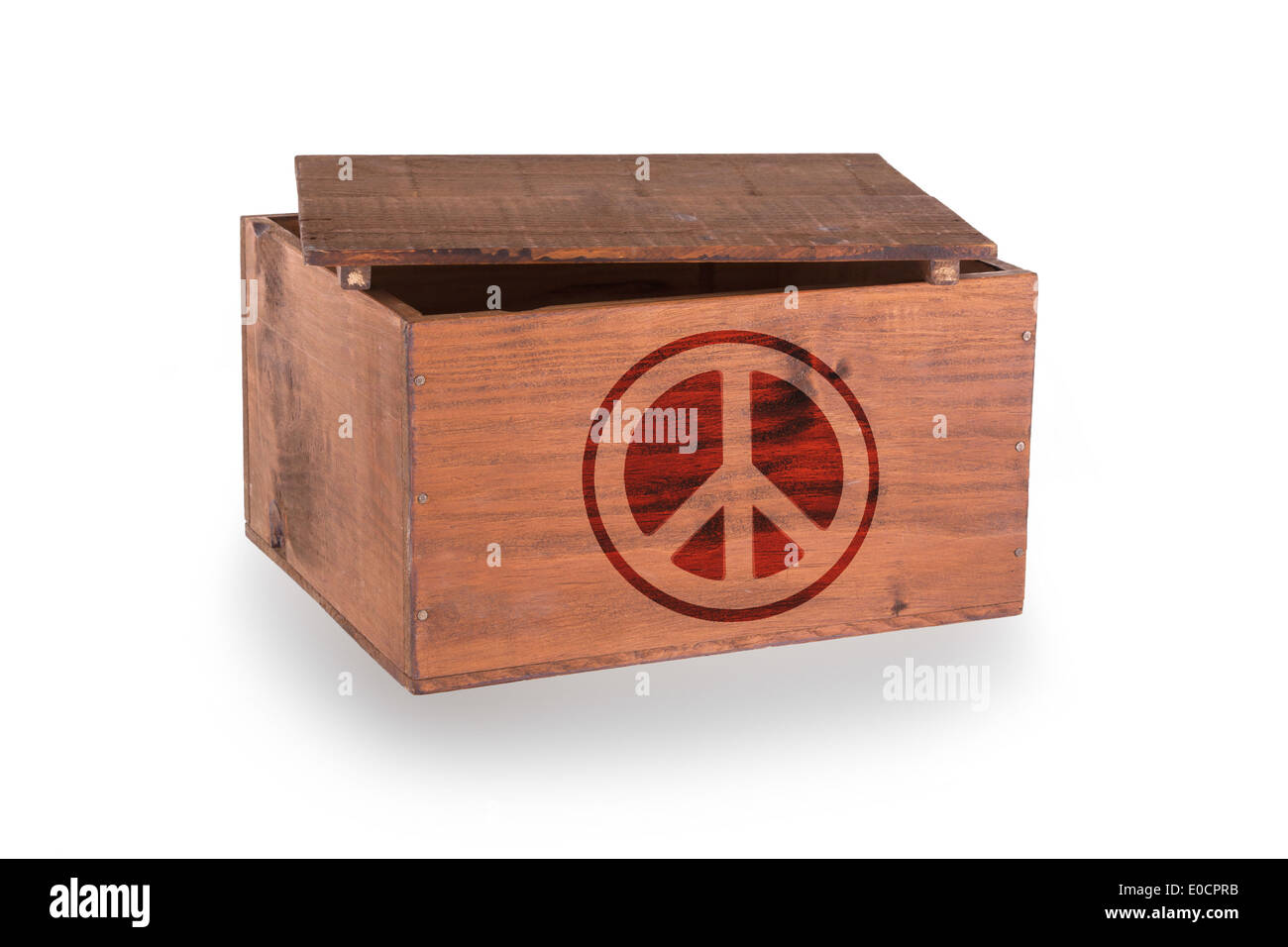 Wooden crate isolated on a white background peace symbol Stock Photo ...