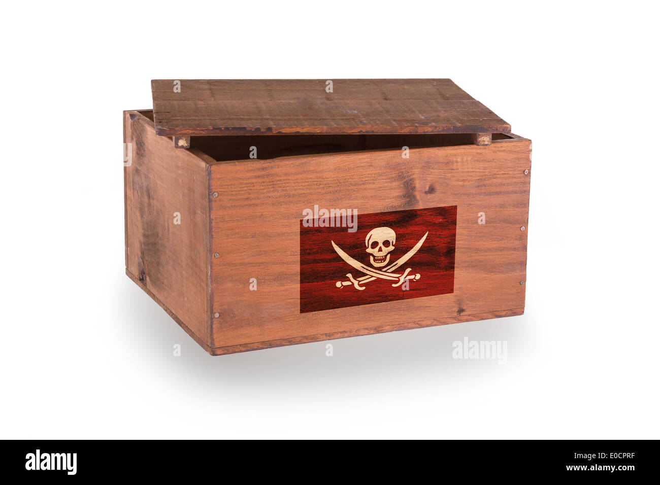 Wooden crate isolated on a white background pirate Stock Photo - Alamy
