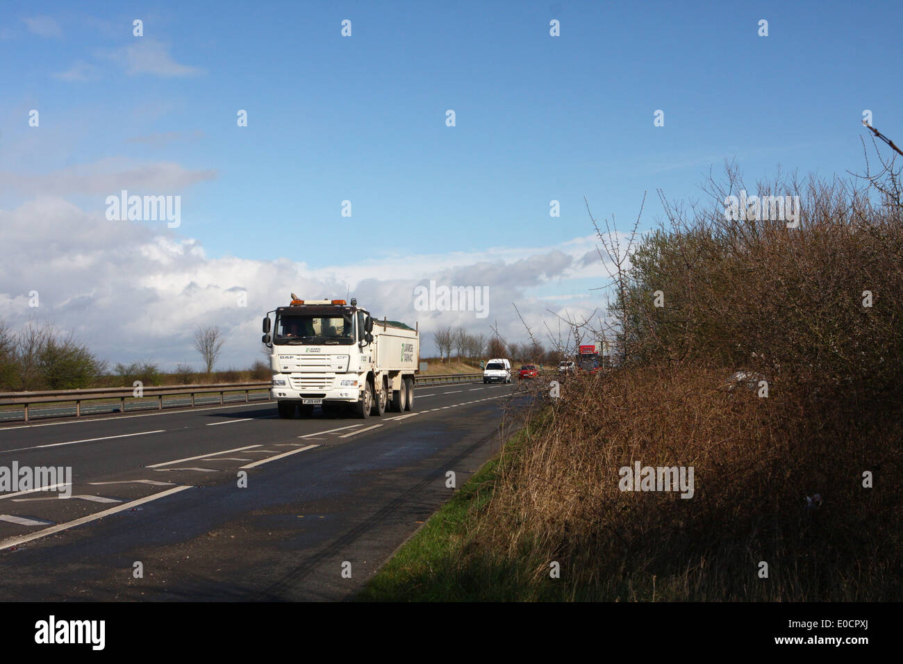 A Lafarge Tarmac truck traveling along the A46 dual carriageway in ...