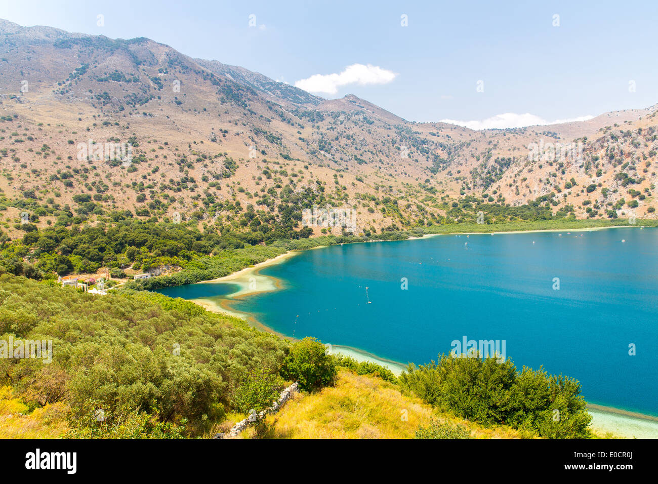 Freshwater lake in village Kavros in Crete island, Greece. Magical ...