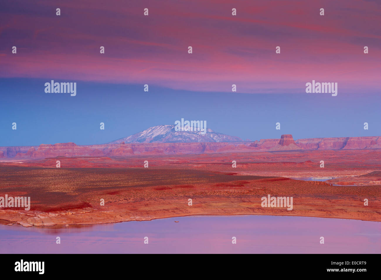 Lake Powell, Wahweap Bay, Navajo Mountain and Tower Butte in the ...