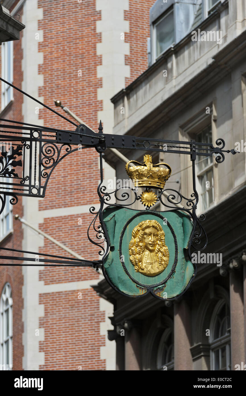 Historic sign hanging off commercial building in the financial district ...