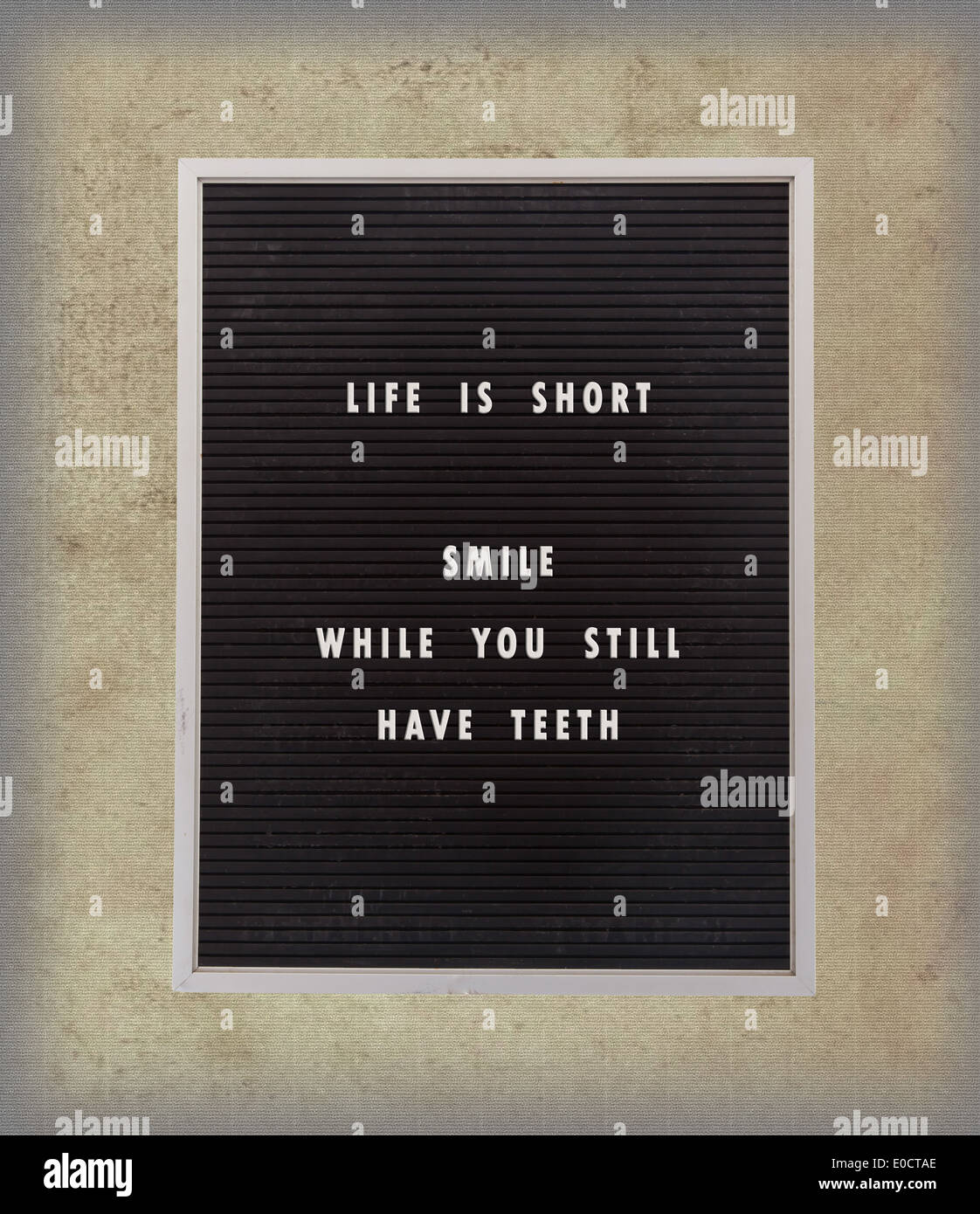 Funny inspirational quotation about life on a very old menu board ...