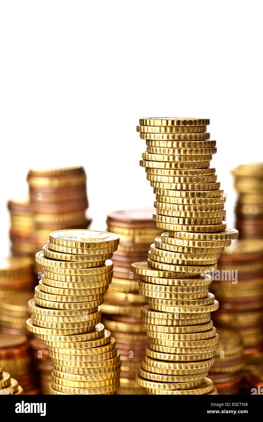 pile of euro coin on white background Stock Photo - Alamy