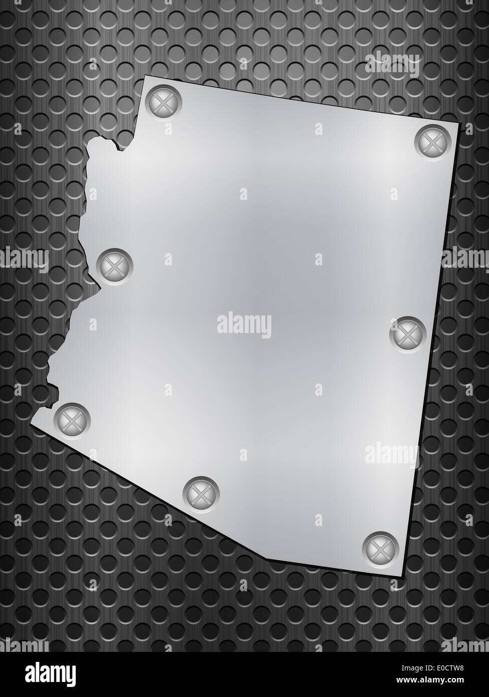 Arizona metal map on a black metal grid Stock Photo - Alamy