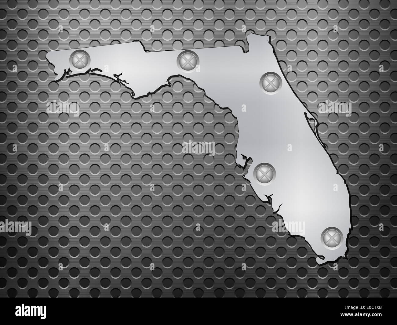 Florida metal map on a black metal grid Stock Photo - Alamy