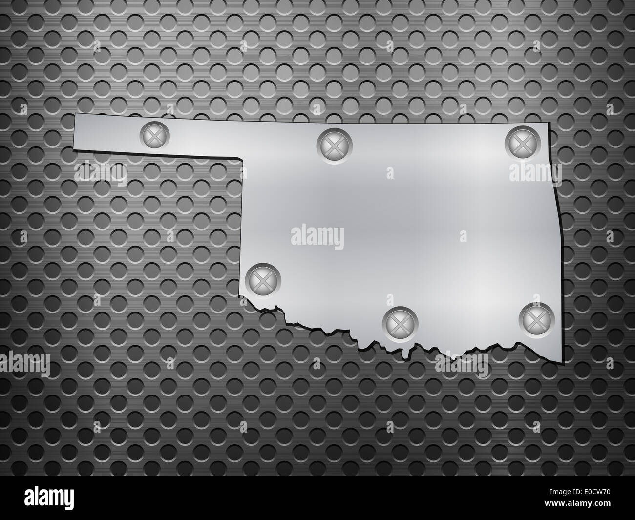 Oklahoma metal map on a black metal grid Stock Photo - Alamy
