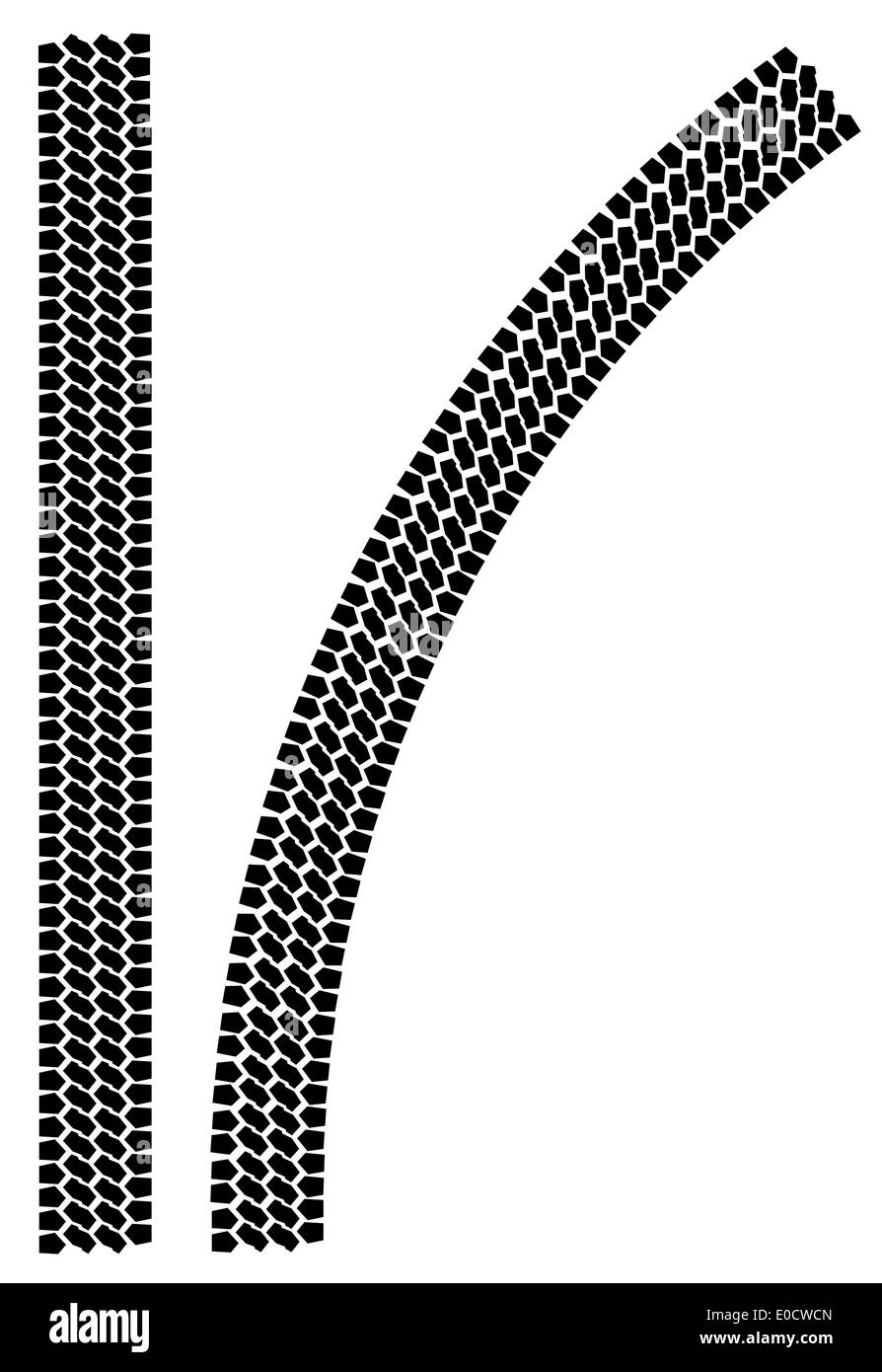 Two tyre tread patterns isolated on a white background Stock Photo - Alamy