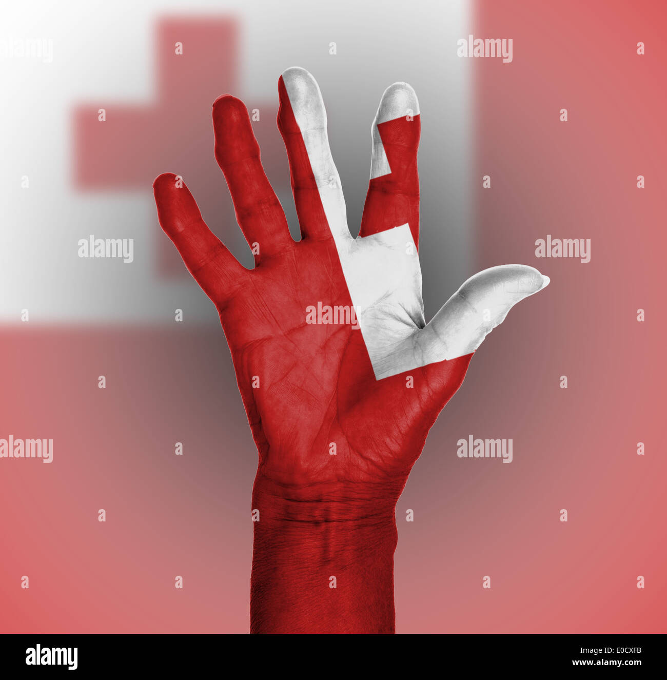 Palm of a woman hand painted with flag of Tonga Stock Photo - Alamy