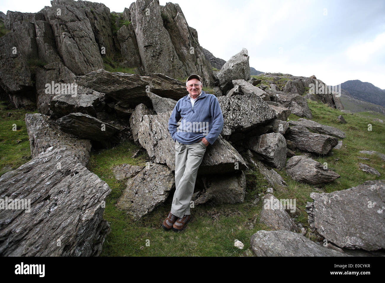 Anthony Cain, artist from Llanberis, in the mountains at Llanberis ...