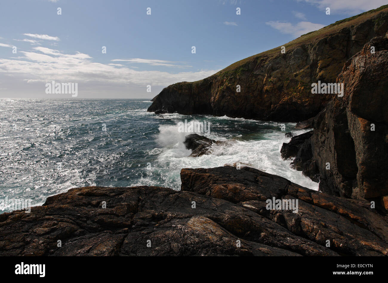Cliffs at the end of Llyn peninsula, North Wales, Great Britain, Europe ...