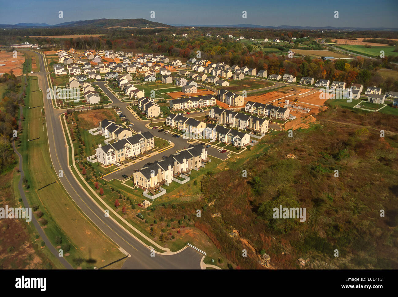 ROUND HILL, VIRGINIA, USA - Aerial of housing development, Loudoun ...