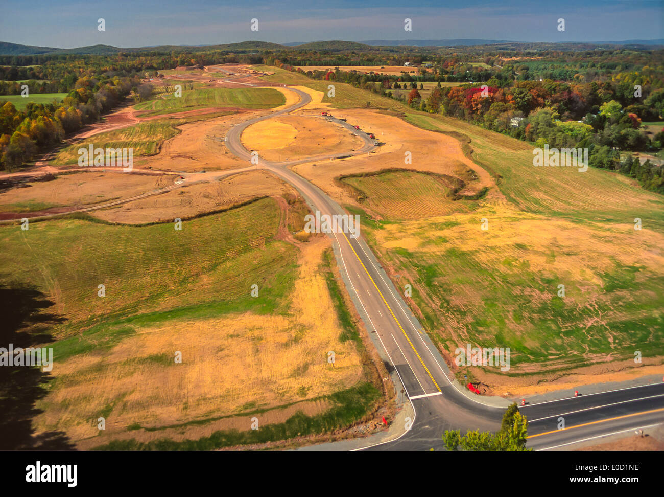 LOUDOUN COUNTY, VIRGINIA, USA - Aerial of Lenah Farms preparation for ...