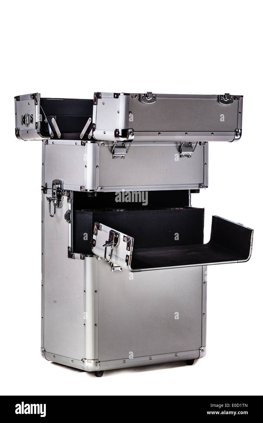 a sturdy aluminium case isolated over a white background Stock Photo ...