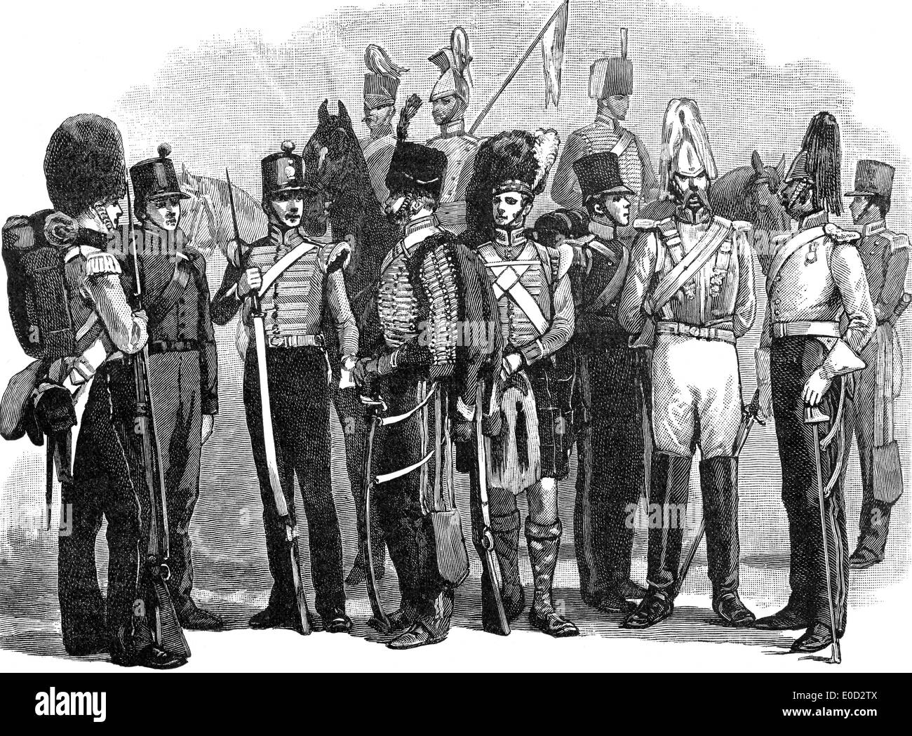 Uniforms of the British Army in 1855, Crimean War, 1853 - 1856 Stock Photo: 69129114 - Alamy