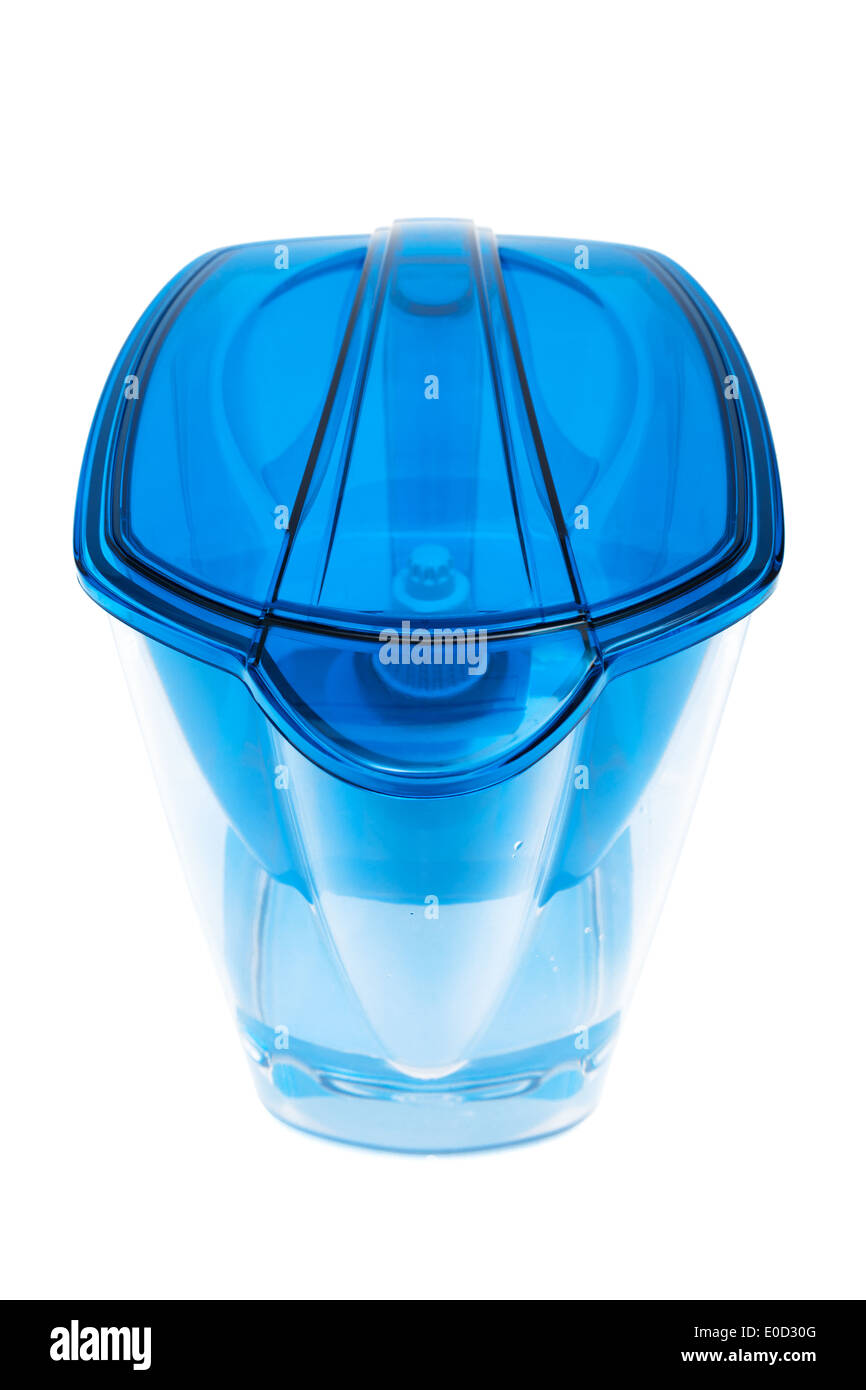 blue water filter on a white background Stock Photo - Alamy