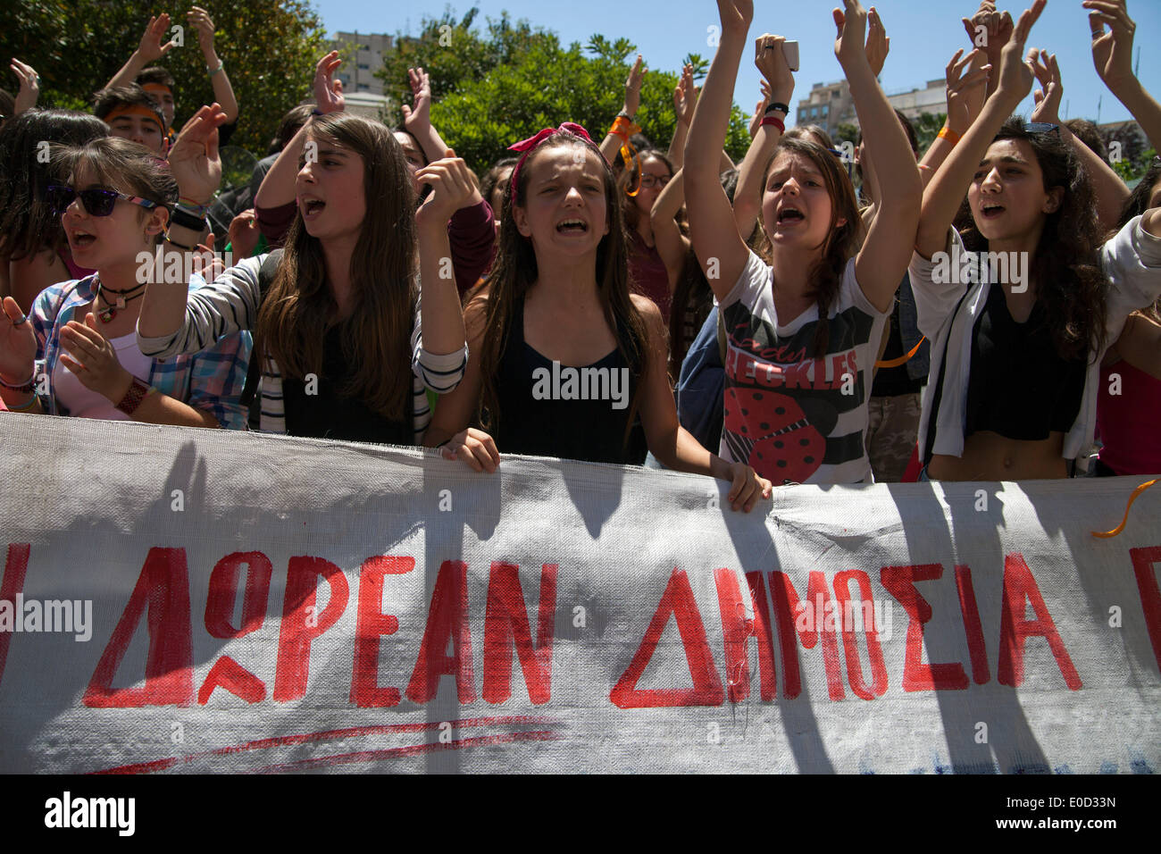 Greek students protest in Athens. Students demand free schools and ...