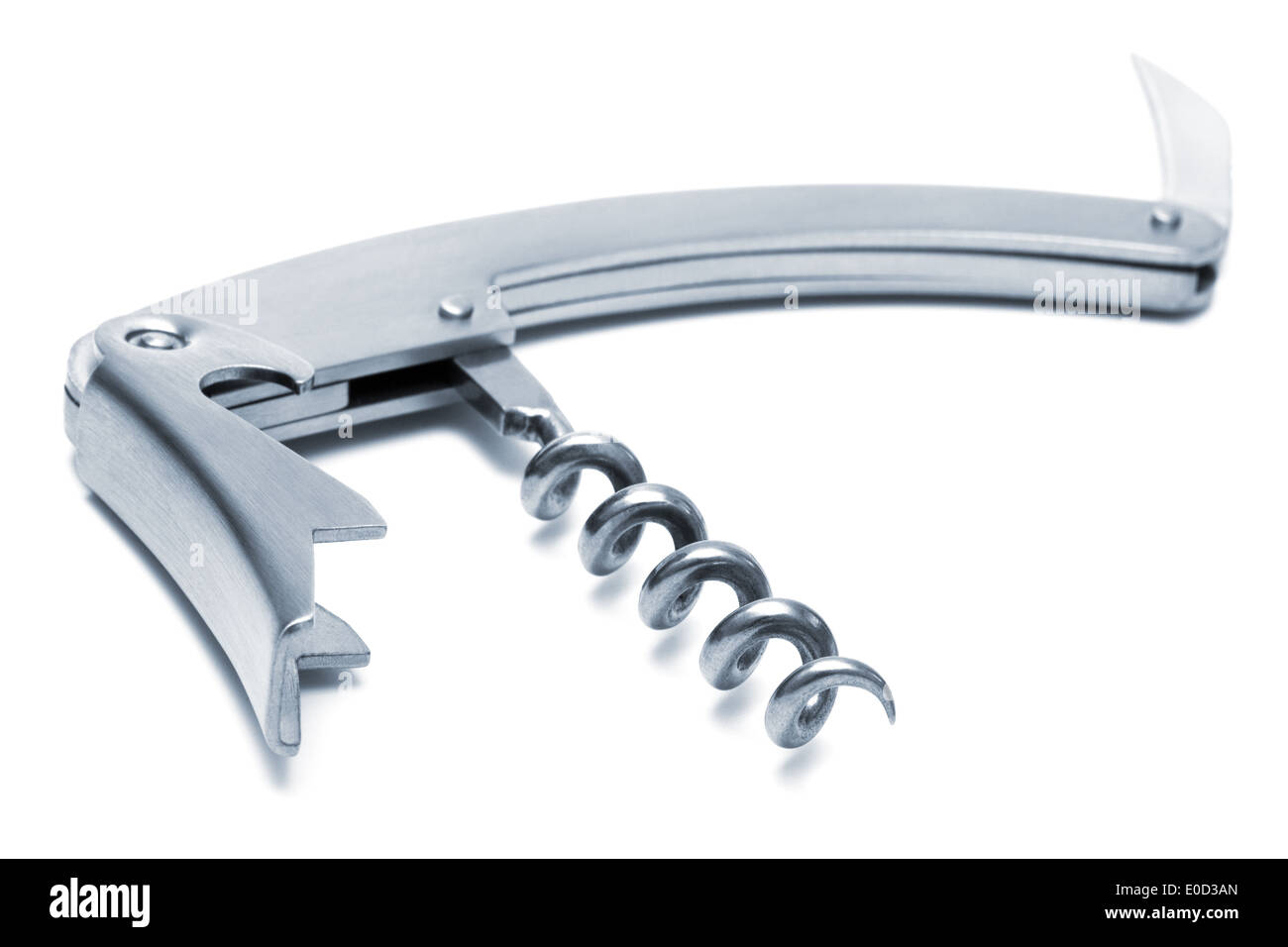 Modern metal corkscrew on a white background Stock Photo - Alamy