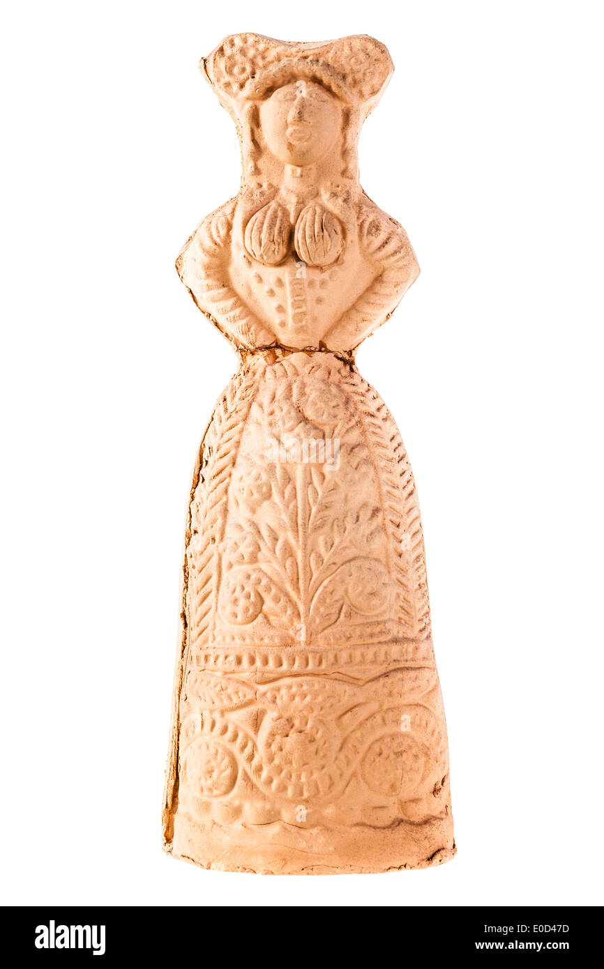 an ancient terracotta statuette from Basilicata, Italy. Isolated over ...