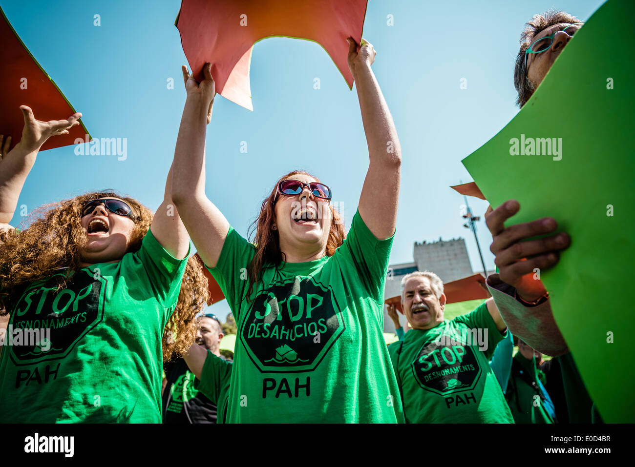Activists of the anti-eviction group "PAH", the Platform of People ...