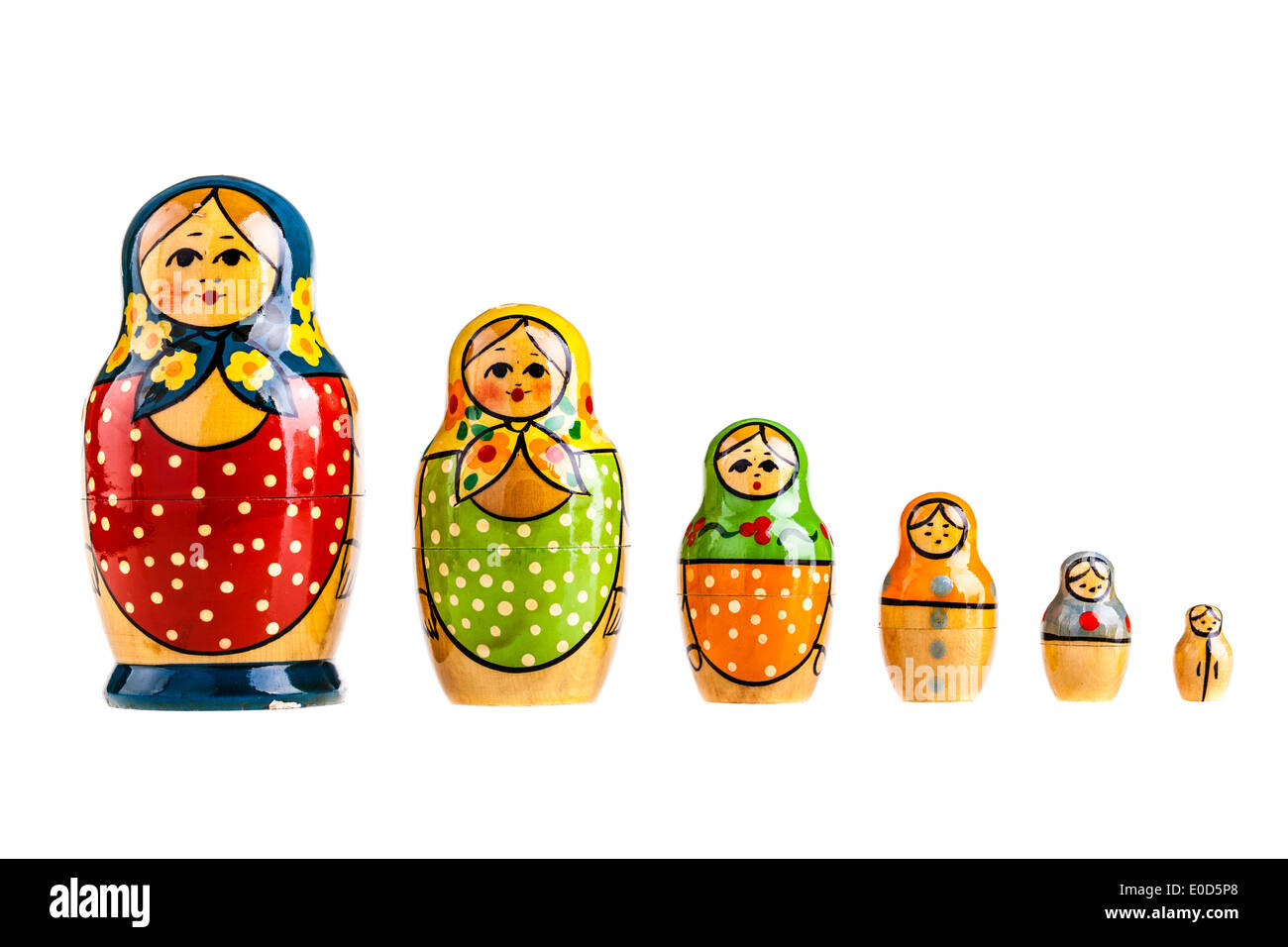 Matryoshka doll set isolated on a white background Stock Photo - Alamy