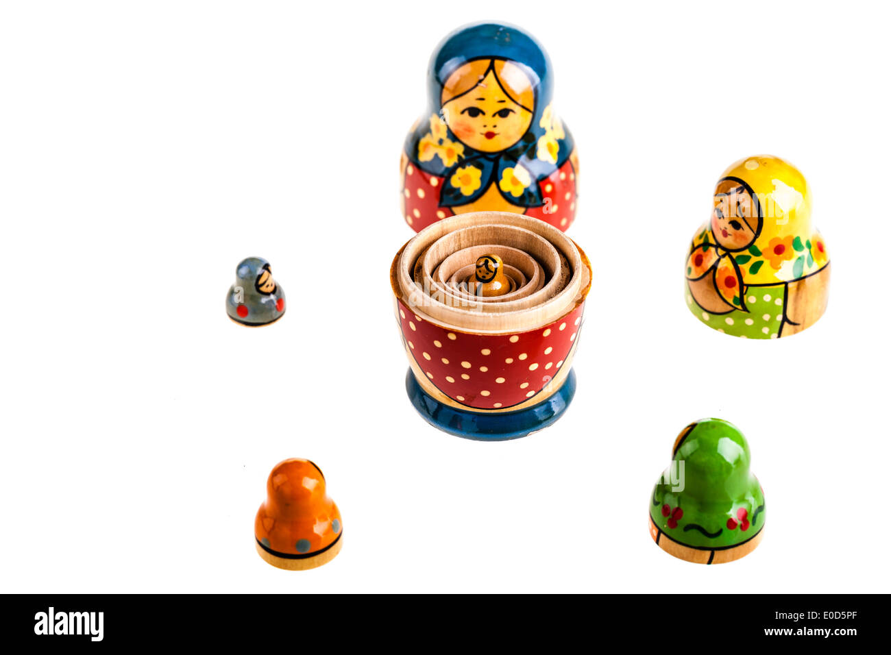 Matryoshka doll set isolated on a white background Stock Photo - Alamy