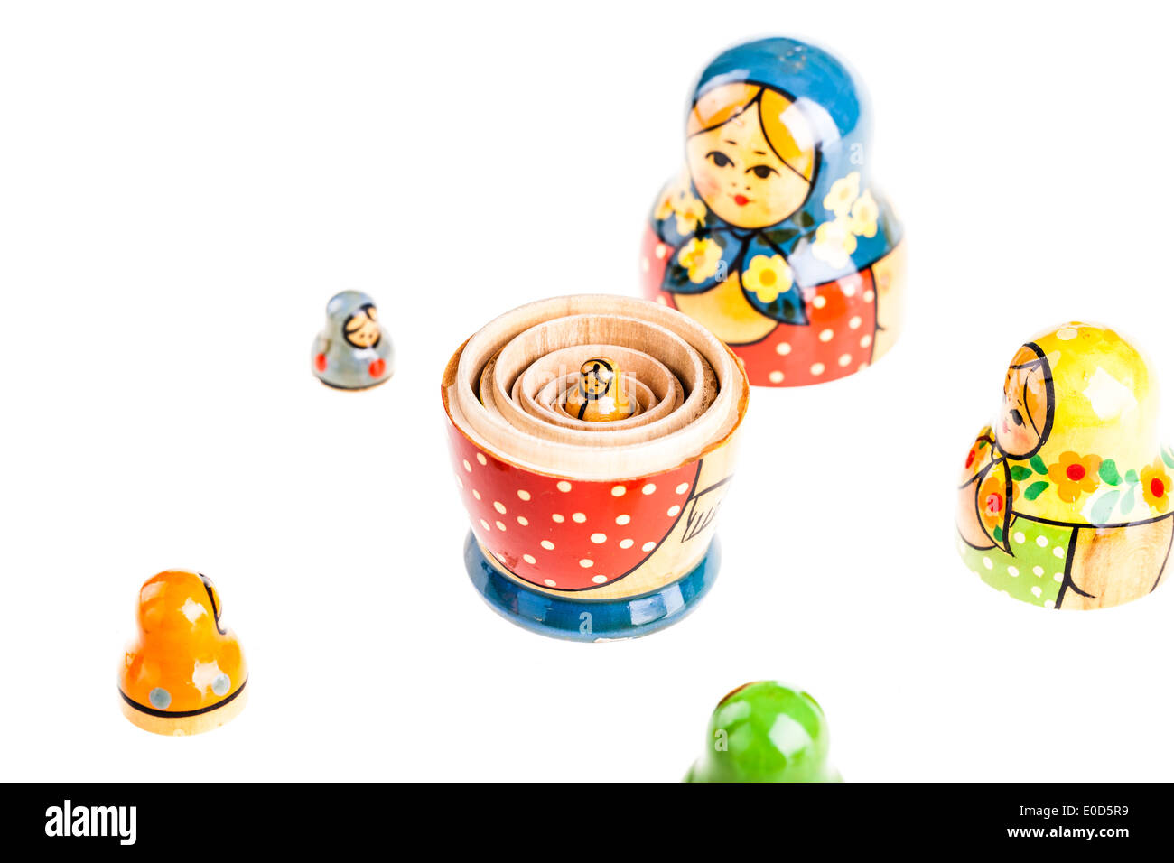 Matryoshka doll set isolated on a white background Stock Photo - Alamy