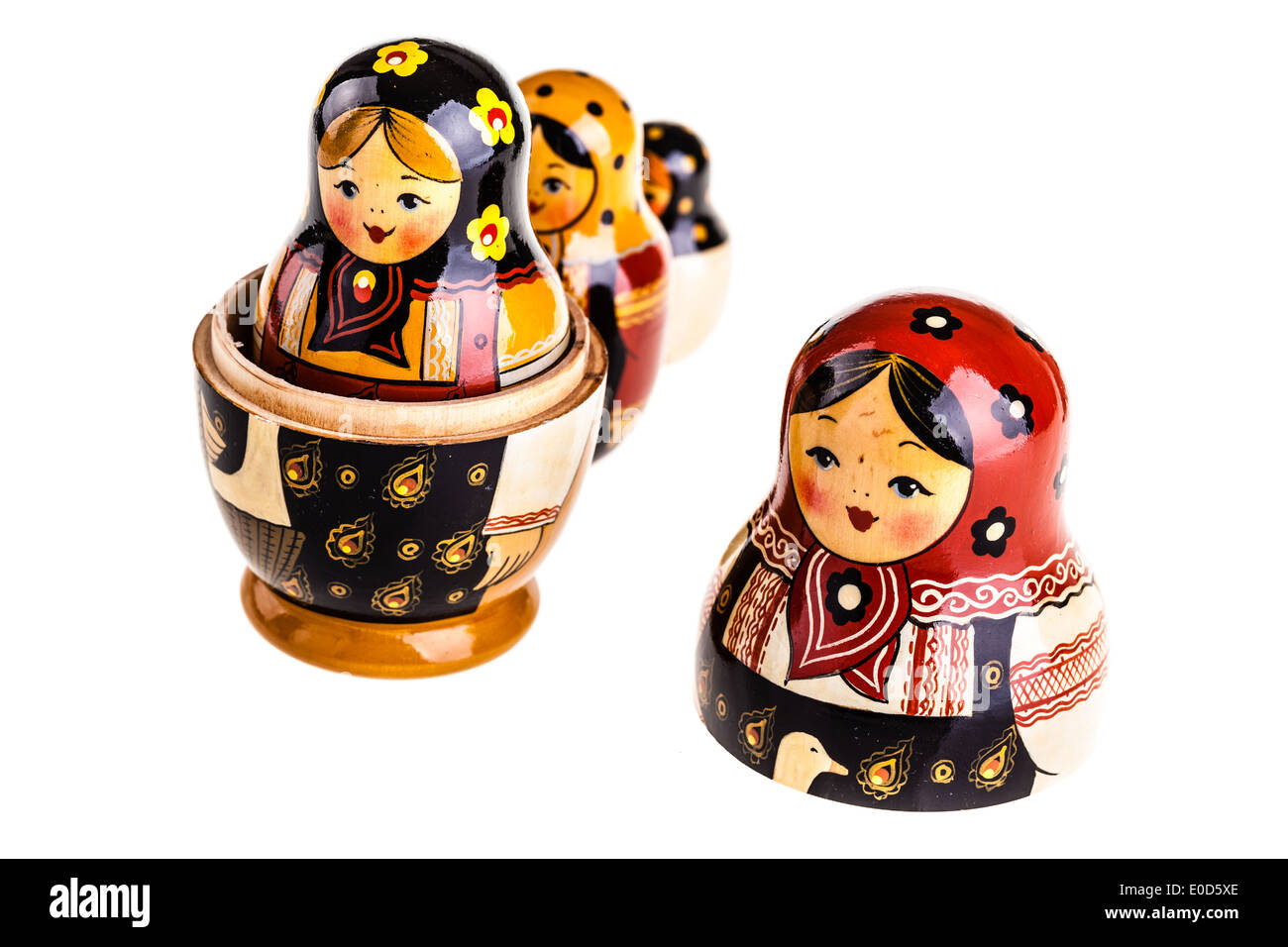 Matryoshka doll set isolated on a white background Stock Photo - Alamy