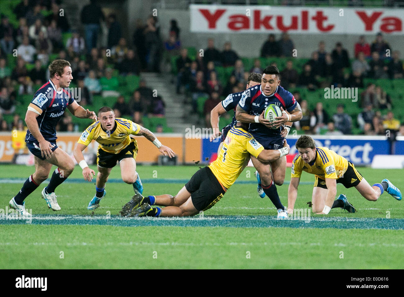 Melbourne, Australia. 09th May, 2014. Male Sau of the Rebels gets ...