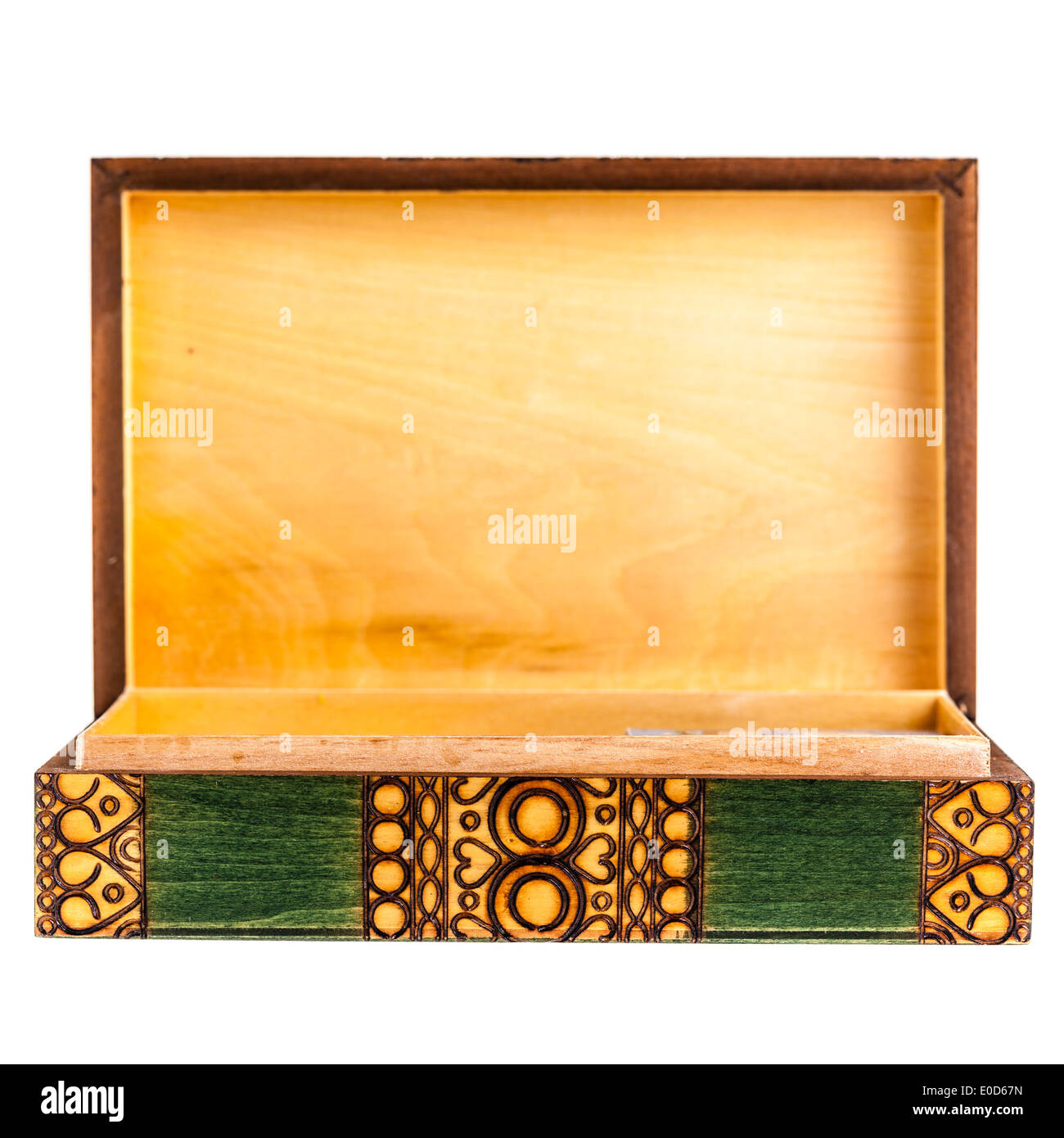 a wooden ornate box isolated over a white background Stock Photo - Alamy