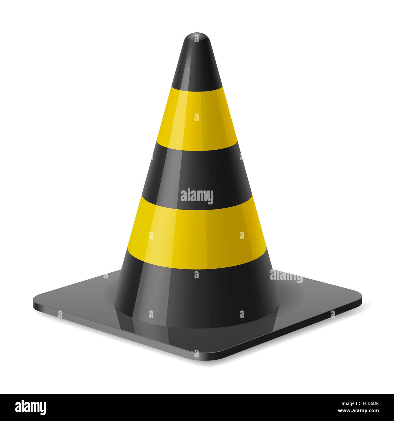 Black and yellow road cone. Safety sign used to prevent accidents ...