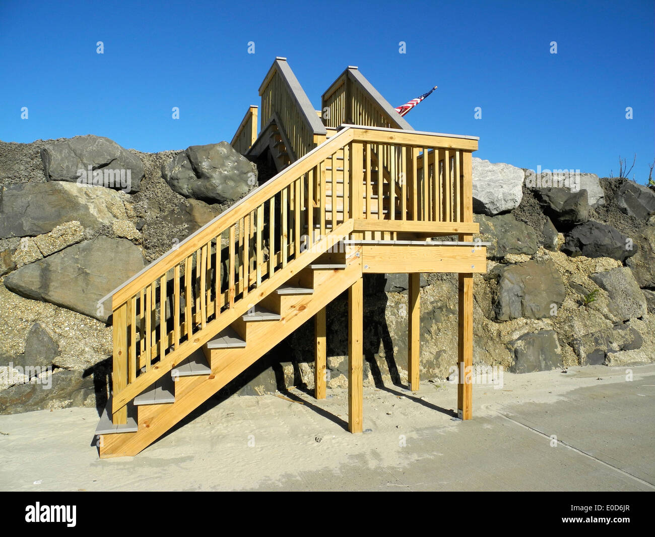 The Steps to the Beach. The stairway leads to the beach and the sea ...