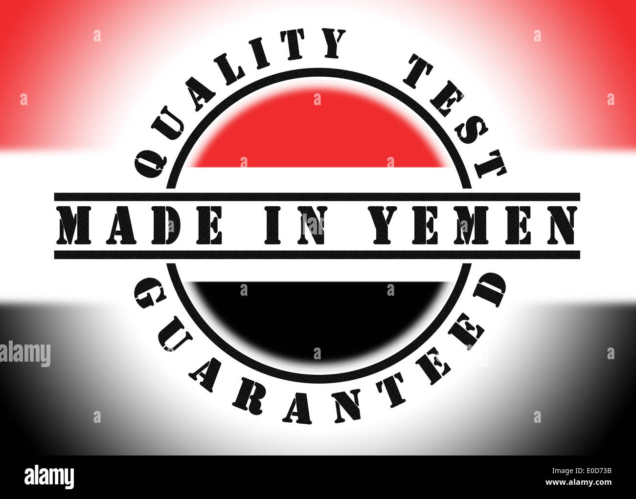 Quality test guaranteed stamp with a national flag inside Yemen Stock ...
