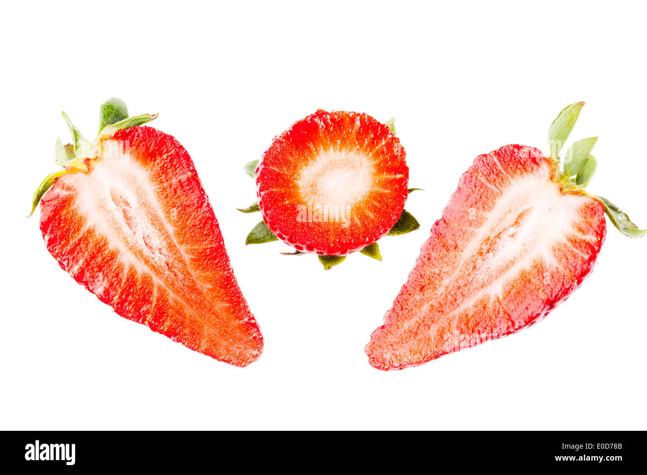 a ripe strawberry cutted in half isolated over a white bachground Stock ...