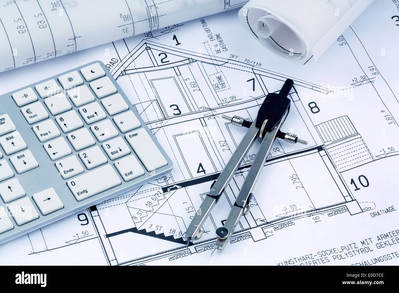 An architect's plan of an architect for the construction of a new ...