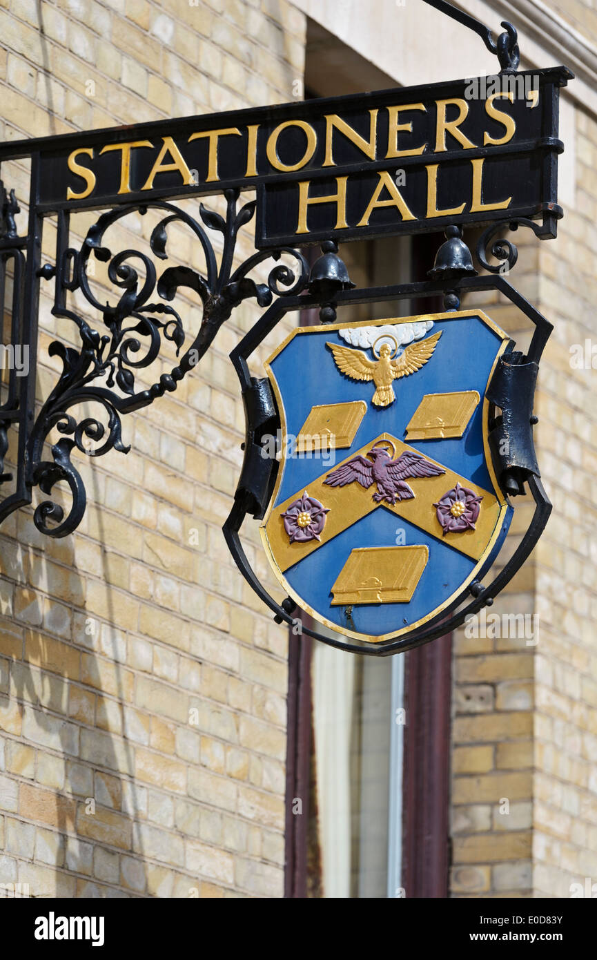 Stationers' Hall Hall banner sign with Code of Arms, London, England ...