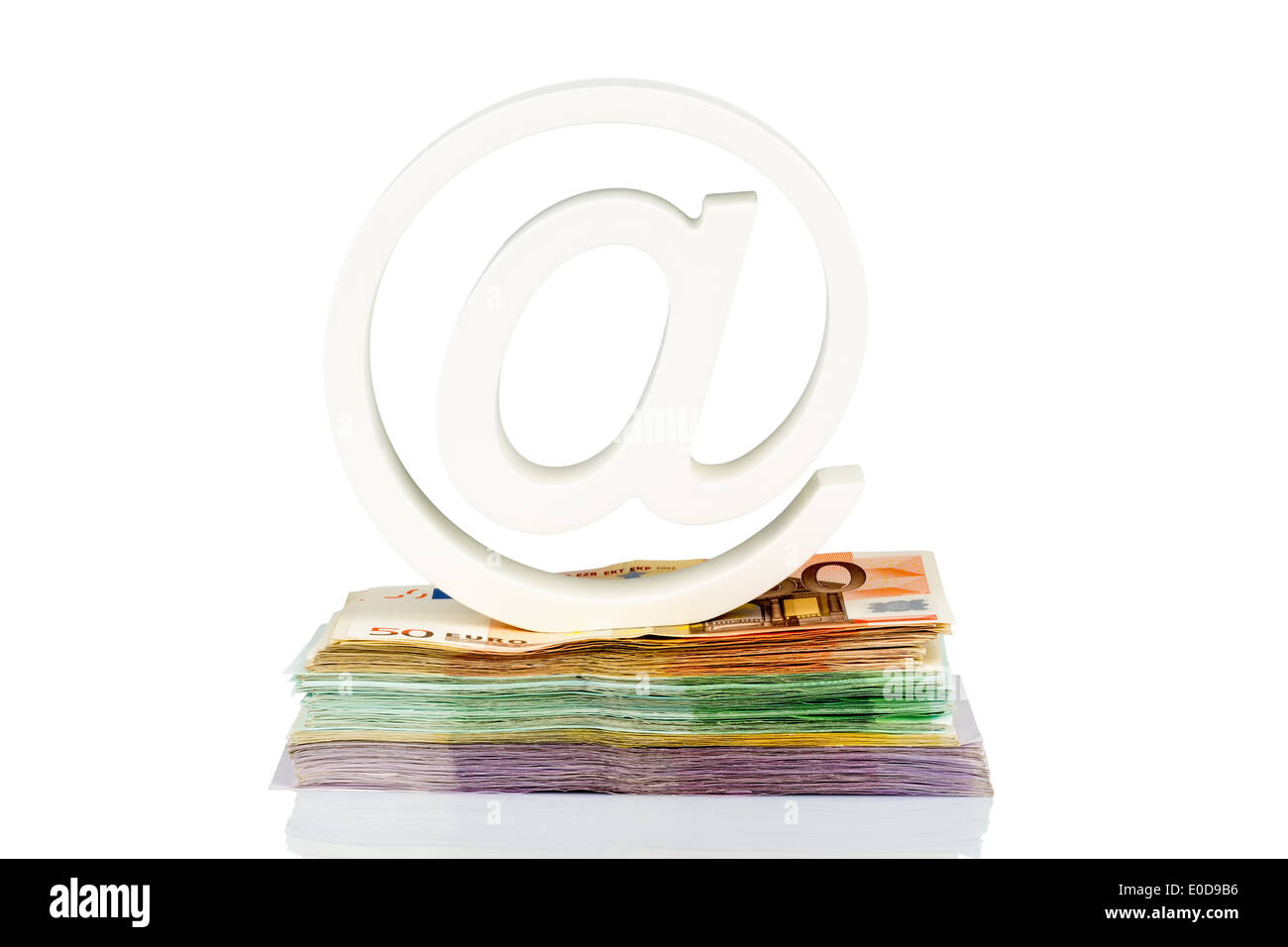 At symbol and bank notes, symbolic photo for IT costs and copyright ...