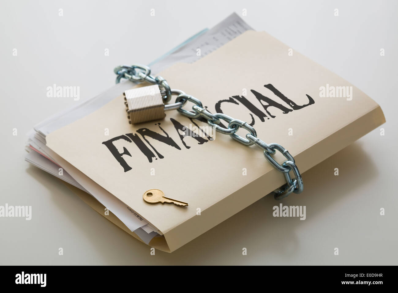 Financial folder with files closed with chain and padlock Stock Photo ...