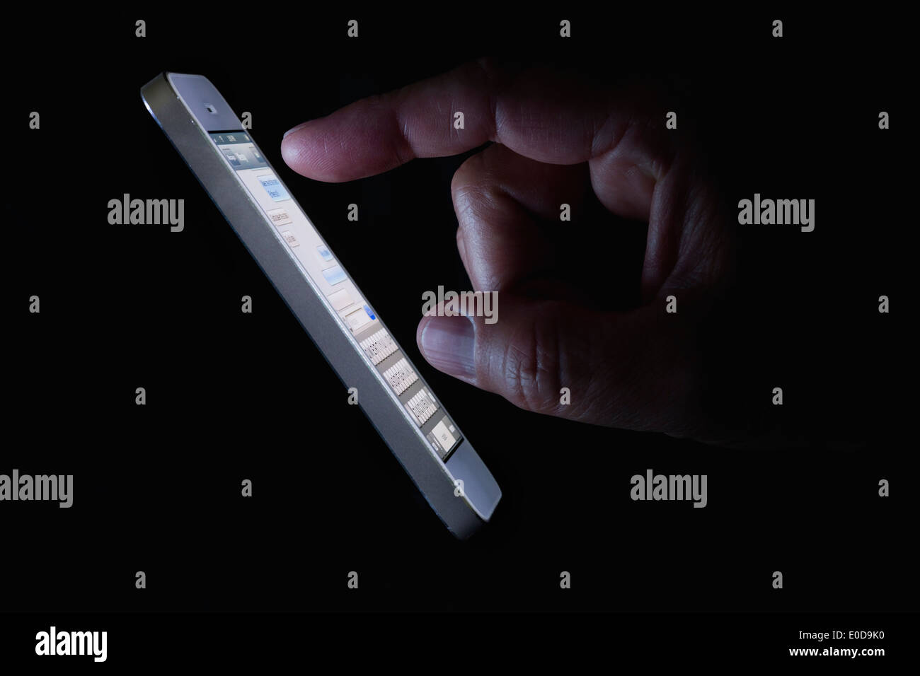 Hand man touching text hi-res stock photography and images - Alamy