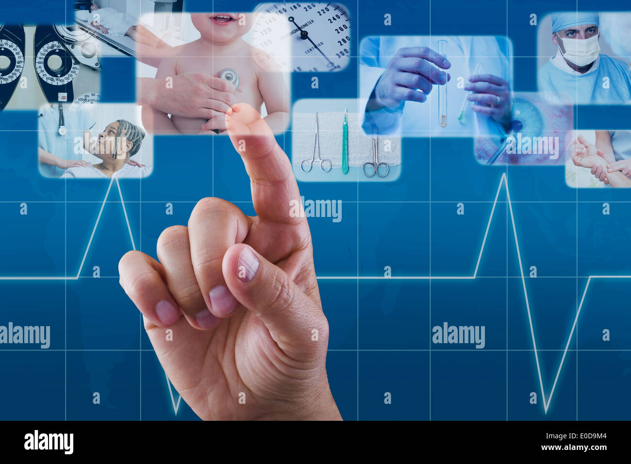 Man's hand using highest touch screen Stock Photo - Alamy