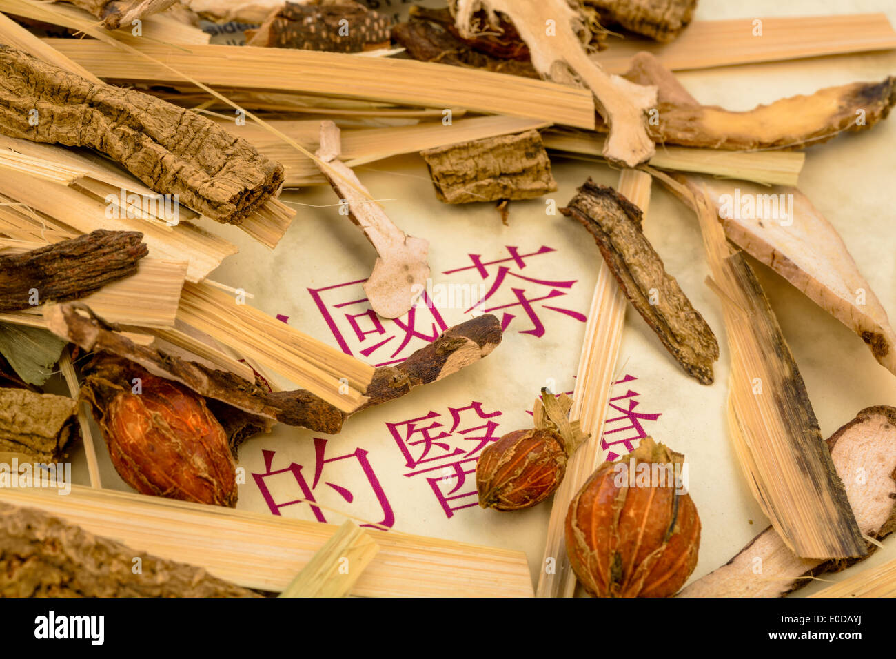 Ingredients for a tea in the traditional Chinese medicine. Healing of ...