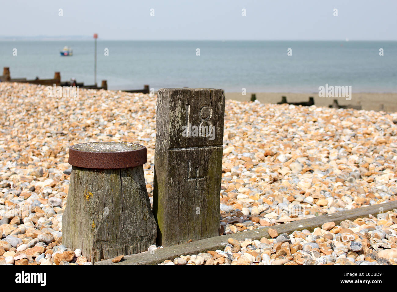 Whitstable Beach wooden sea defence Stock Photo - Alamy